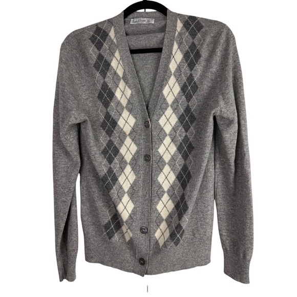 Lyle & Scott | Sweaters | Lyle Scott Grey Argyle 0 Pure Cashmere Vneck ...